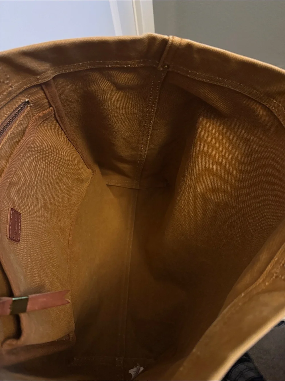 Madewell | Bags | Madewell Mustard Canvas Tote With Brown Leather ...